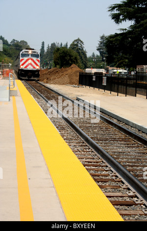 Caltrain electric train at a station in San Francisco, California ...
