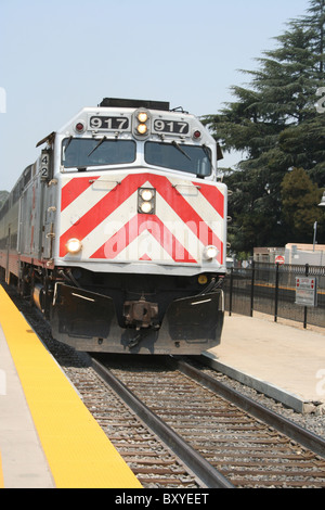 Caltrain electric train at a station in San Francisco, California ...