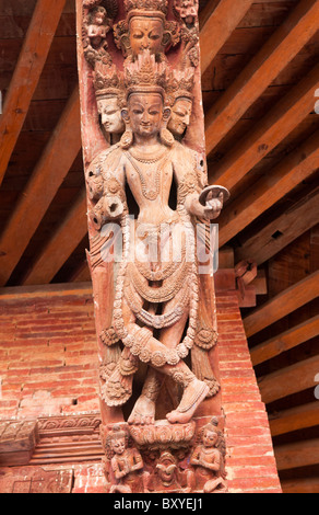Newari style wood craftsmanship on windows at Durbar Square in ...