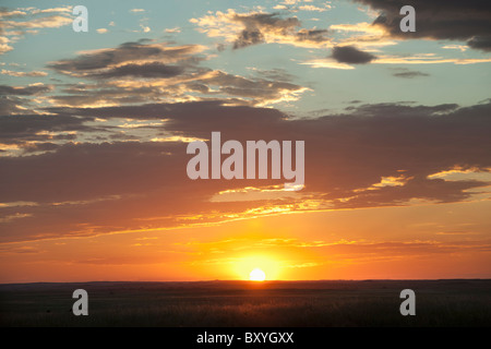 Clouds at sunset over prairie landscape, Western Block, Grasslands ...