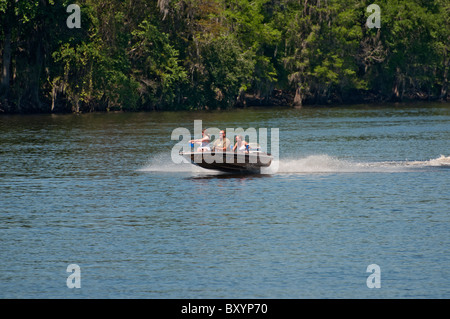 Family boating on the Suwannee River at Branford northern Florida USA ...