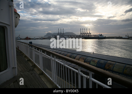 crossing the straights of Gibraltar on a ferry from Spain to morocco ...