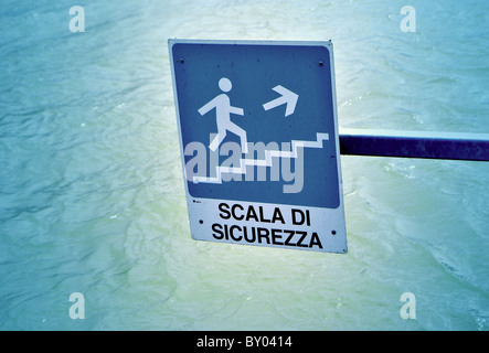indicating an emergency exit in the water channel Stock Photo - Alamy