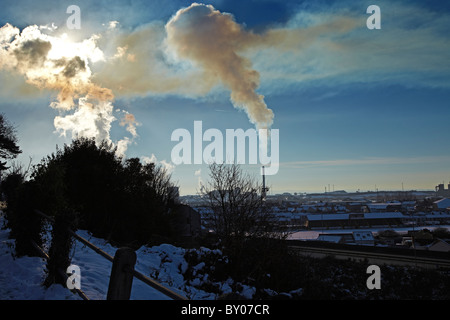 Pollution from the Corus Steelworks, Port Talbot, Wales, UK Stock Photo ...