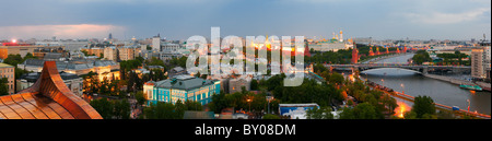 Moscow Kremlin at dusk, Russia. Panoramic view of Moscow city center ...