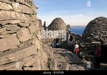 Beehive stone huts celtic monastic monastery Skellig Michael looking to ...