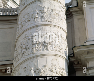 Karlskirche. Column on the left side of the church depicting scenes ...