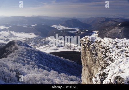 Summit view from the Strazov, mountain in the Strazovske vrchy, down to ...