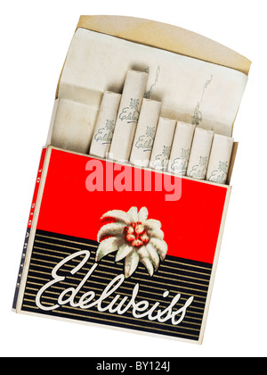 Old packet of 1960s Austrian "Edelweiss" branded cigarettes Stock Photo ...