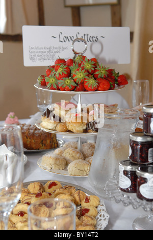 A selection of cakes set out for tea for a wedding reception Stock ...