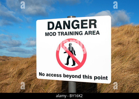 Warning sign in the military training area on Salisbury Plain Stock ...