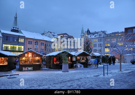 Mirove square with a Christmas market, Usti nad Labem, Czech Republic ...