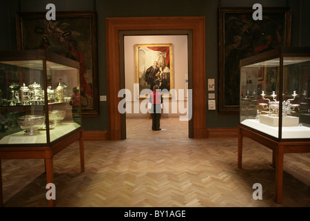 Viewing art at the National Museum Cardiff, Wales Stock Photo - Alamy