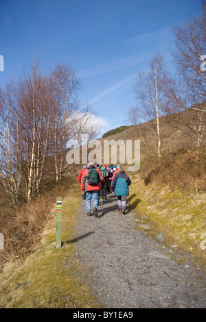 Group of Ramblers walking near Llanberis in the winter Stock Photo - Alamy