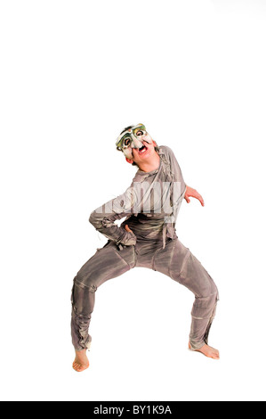 Masked actors in a physical theatre on white background Stock Photo - Alamy