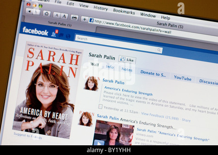 Screenshot of Facebook page - Sarah Palin Stock Photo - Alamy