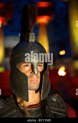 A Greek sentry observes the red carpet fanfare at the world premiere of ...