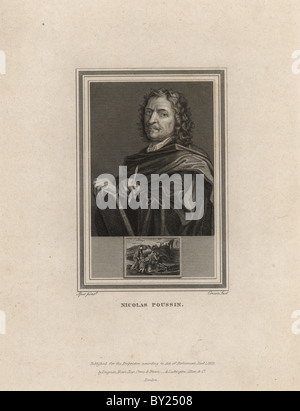 Portrait of Nicolas Poussin - French engraving XIX th century Stock ...