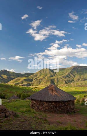 Lesotho. Traditional stone huts in the stunning mountains of eastern ...