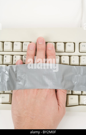 Hand had been stuck on Computer Keyboard Stock Photo - Alamy