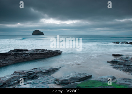 Trebarwith Strand winter sunset Stock Photo - Alamy
