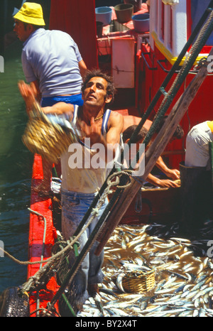 Historical 1985 archive Portimao Algarve port baskets full of sardines ...