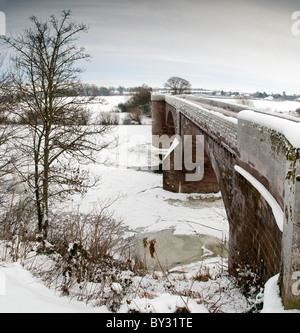 Ladykirk and Norham Bridge over the River Tweed connecting Ladykirk in ...