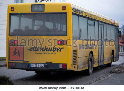 Old yellow school bus used for city tours, Maastricht, Limburg Stock ...