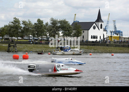 colourful powerboats and speed boats in the yacht haven at cowes on the ...