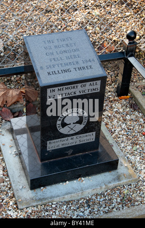 The memorial site of the first V-2 rocket which landed in Staveley Road ...