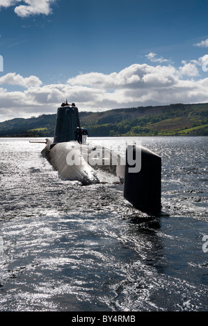 A surfaced Astute class nuclear powered hunter killer submarine of the ...