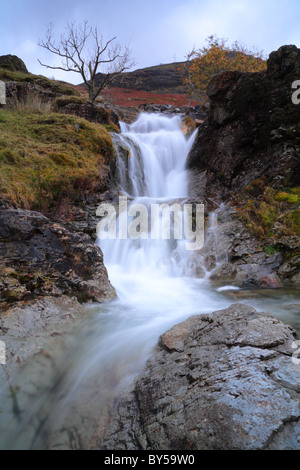 Comb Beck waterfall, Buttermere lake & Fleetwith Pike in the English ...