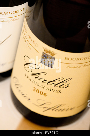 Chablis wine bottle label closeup Stock Photo - Alamy