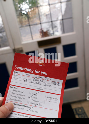 Royal mail delivery card, something for you, sorry we missed you card ...