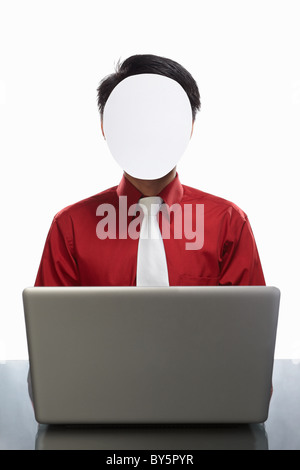 Series of faceless businessman with different gestures in front of his ...