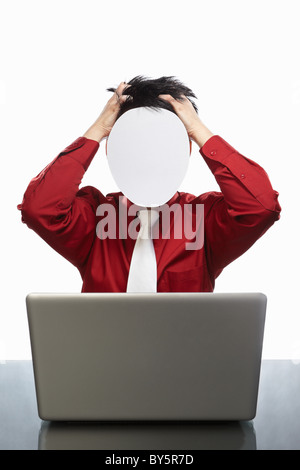 Series of faceless businessman with different gestures in front of his ...