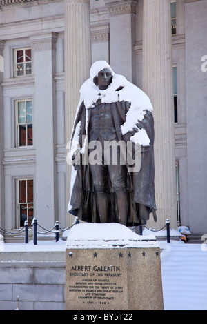 Albert Gallatin Statue After Snowstorm Winter US Treasury Department ...