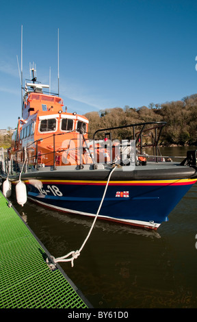 RNLI lifeboat moored at Fowey on the Cornish coast, England, UK Stock ...