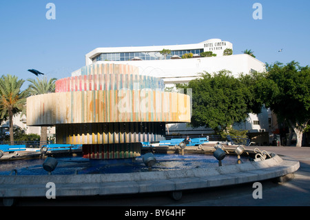 Israel tel Aviv Dizengoff Square Agam fountain with people sitting and ...