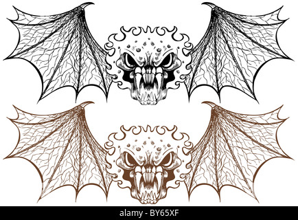 Set of 2 Winged Demons Stock Photo - Alamy