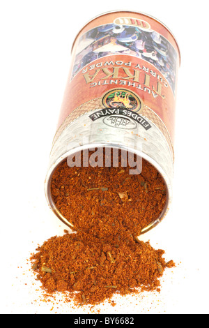 Container of Fiddes Payne authentic Tikka curry powder spilling onto a ...