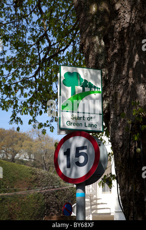 A green lane sign, Jersey Stock Photo - Alamy