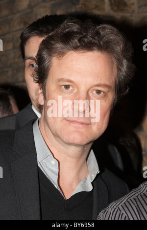 British actor Colin Firth, star of "The King's Speech," points back to ...
