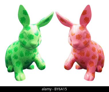 Chinese New Year of Rabbit mascot paper cut on red at vertical ...