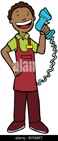 Cashier ready to scan item Stock Photo - Alamy