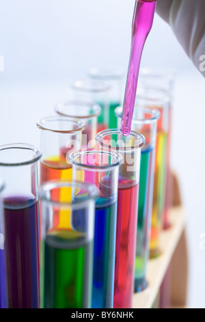 Mixing carefully chemical solution into the test tube Stock Photo - Alamy