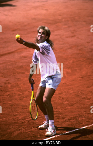 Andre Agassi at the 1989 French Open Stock Photo - Alamy
