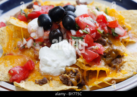 Nachos supreme with all of the fixings Stock Photo - Alamy