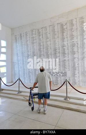 Wall listing fallen seamen USS Arizona Memorial Pearl Harbor Pacific ...