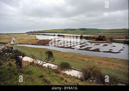 Cuckmere Estuary, Cuckmere Haven, area of flood plains in East Sussex ...